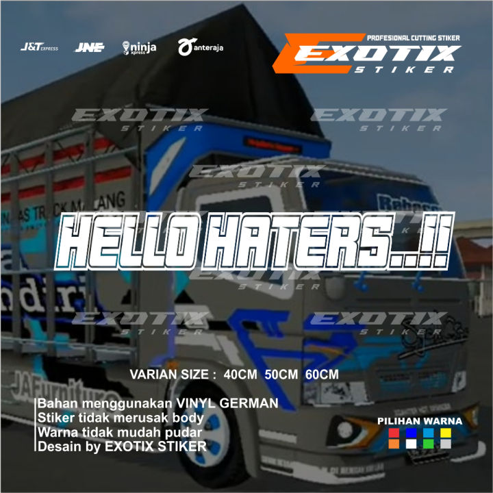 Stiker hello haters stiker variasi kaca mobil truk pick up | Lazada ...