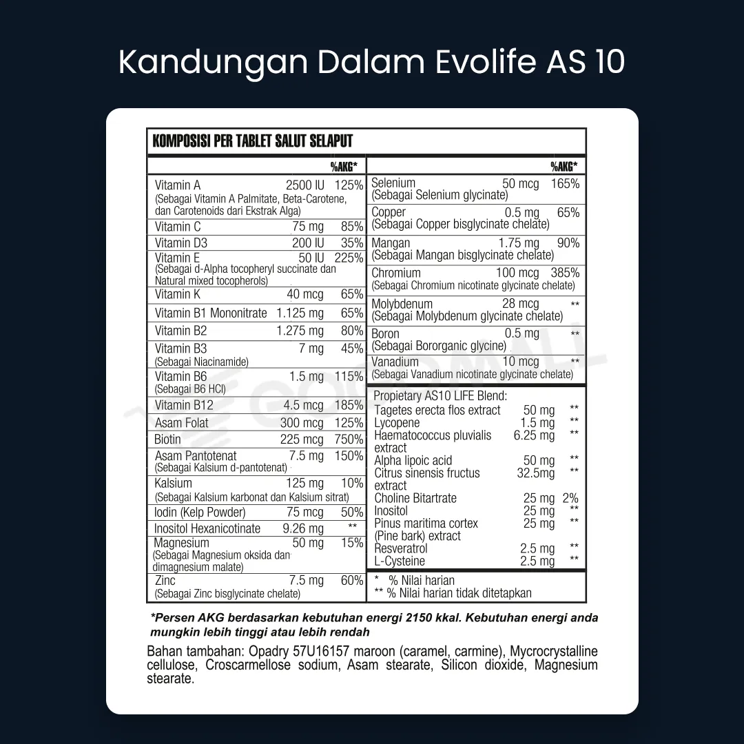 Promo Evolife As 10 Suplemen Antioksidan Anti Aging Multivitamin ...