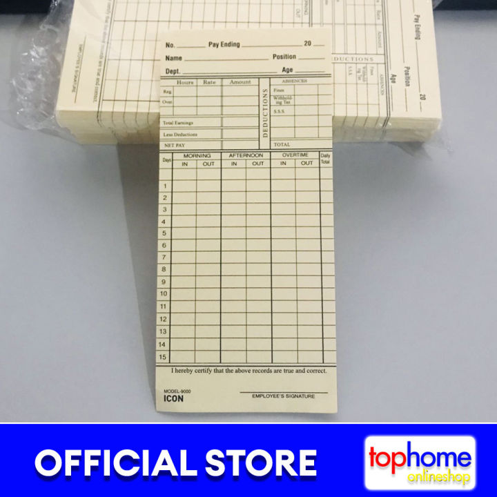 Top Home Time Card Two-Sided Daily Attendance Monitoring Sheet 100pcs ...