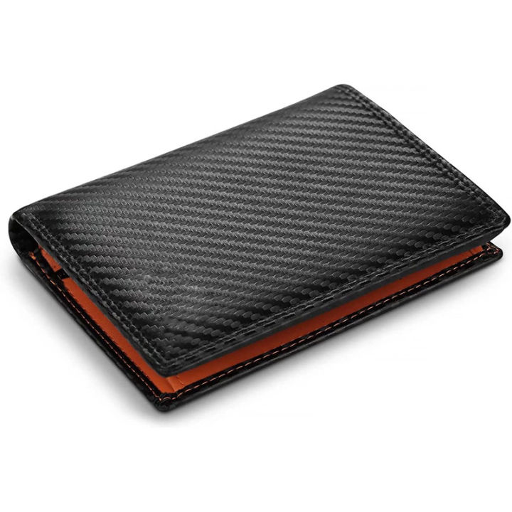 Carbon fiber shape Men Wallet Coin Pocket RFID Credit Card Holder Half ...