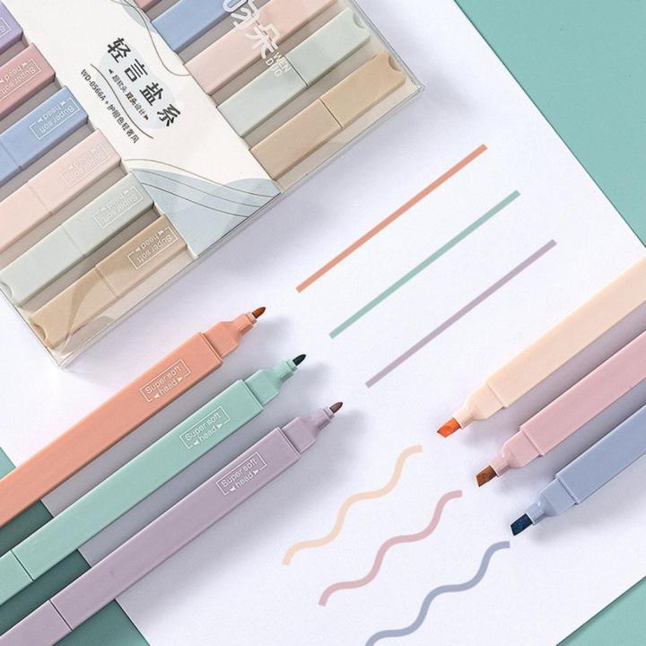 GJ56 Soft Morandi Color Drawing Quick Dry Fluorescent Pen Stationery ...