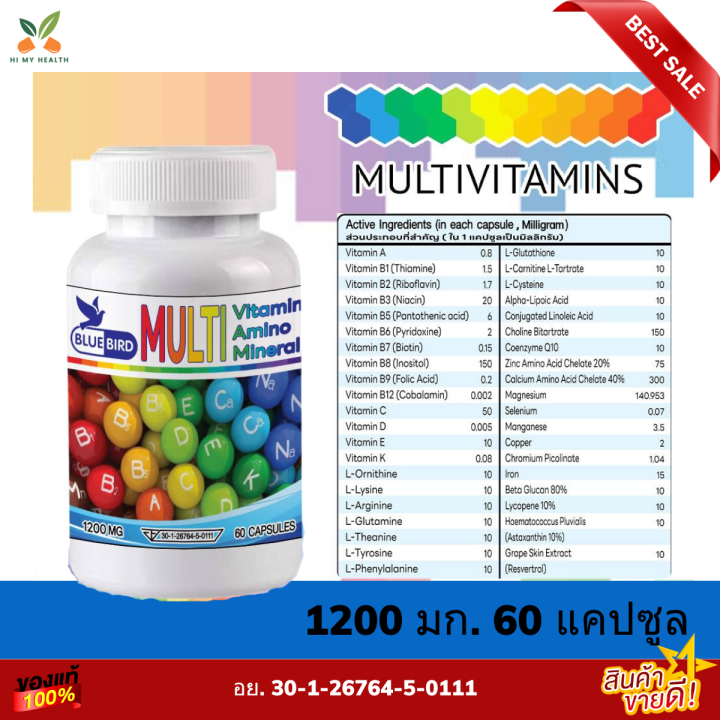 มัลติวิตามิน วิตามินรวม อะมิโนรวม และ แร่ธาตุรวม Multi Vitamin Multi Amino, Multi Mineral ตราบลู ...