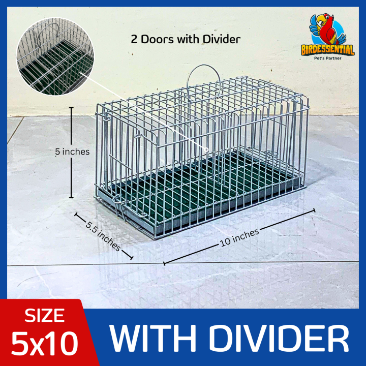 Metal Carrier Cage (5x10 with Divider 2 Doors) for small Pets and Birds ...