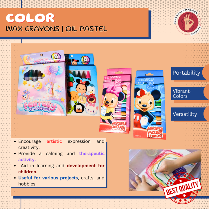 Jumbo Wax Crayons and Oil Pastel 12's Fantasy Characters and Disney ...