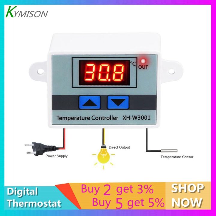 XH-W3001 Digital LED Temperature Controller 10A DC 12V/24V/110V AC 220V For Incubator Cooling ...