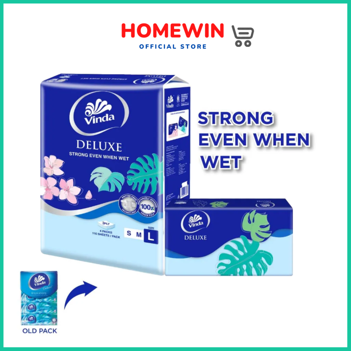 Vinda Deluxe Facial Tissue Large 3ply (4 x 110's) | Lazada