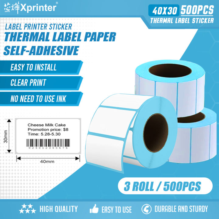 Xprinter 3 Rolls 40X30mm Thermal Label Sticker 40mmX30mm Thermal ...