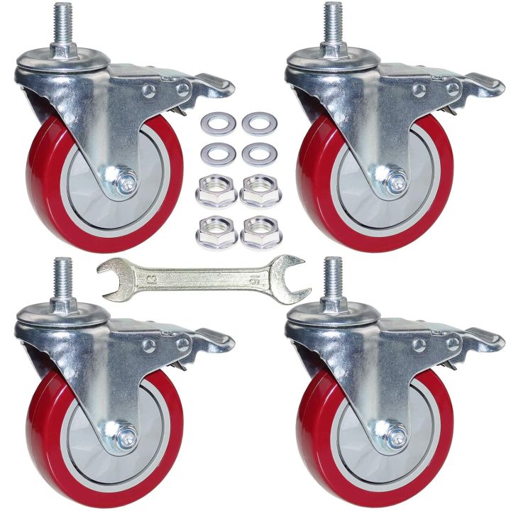 DICASAL 4 Inch Heavy Duty Stem Casters 360 Degree Swivel Thread Wheels ...