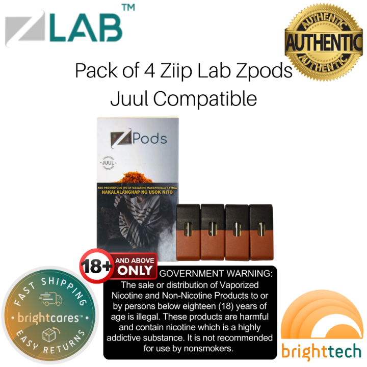 Ziip Pods Legit Pack of 4 Juul™ Compatible All Flavors (Bright Tech ...