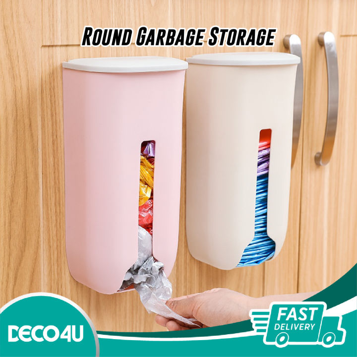 Round Garbage Bag Storage Box Plastic Dispenser Rak Plastik Sampah Wall ...