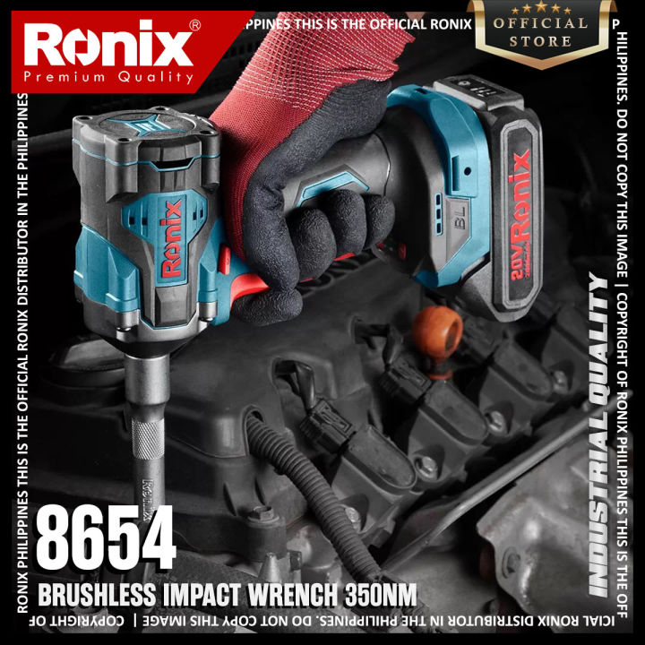 Ronix 8654 1/2" Brushless Impact Wrench: 350Nm Torque, Waterproof Motor ...