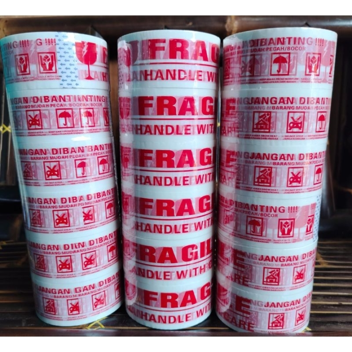 LAKBAN FRAGILE 6PCS 48MM X 100YARD LAKBAN JANGAN DIBANTING MERAH ...
