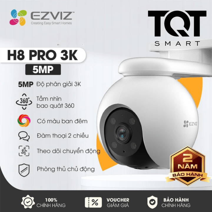 Camera WiFi EZVIZ H8 Pro 3K 5MP | H80x 4K - Đàm thoại 2 Chiều - Có Màu Ban Đêm - Thiết Lập Nhanh ...