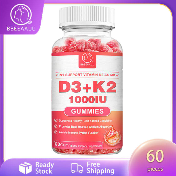 BBEEAAUU 4-in-1 Calcium 1000IU With Vitamin D3 & Vitamin K2 Supports a Healthy Heart & Blood ...