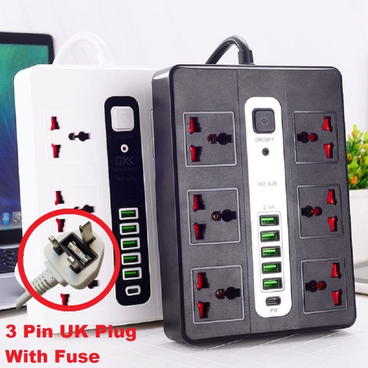 Universal 3/6 Power Socket Extension With USB Ports Adapter Socket ...
