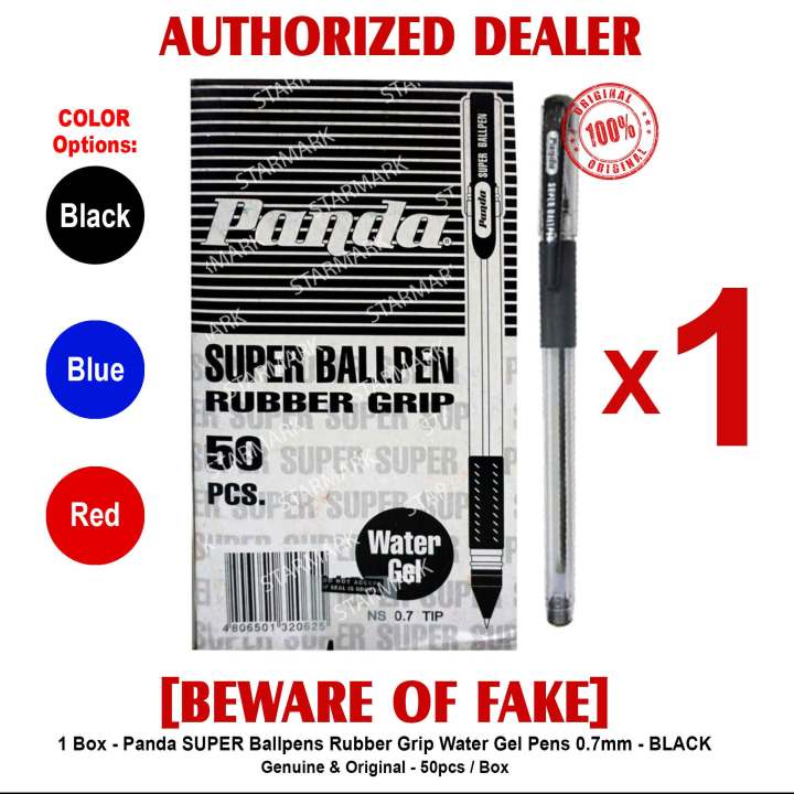 Panda Super Ballpen Ballpens SUPER Pens Rubber Grip BLACK BLUE RED ...