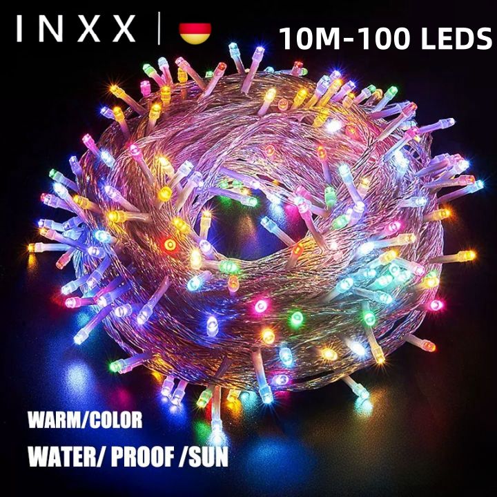 100 LED 10M Christmas String Lights High Bright Outdoor Decoration Waterproof Fairy Garden ...