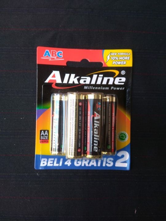 ABC Baterai Alkaline AA (1 pack isi 4 plus 2) | Lazada Indonesia