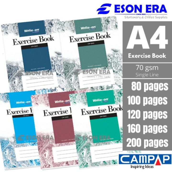 [A4] Campap Write-On Exercise Book A4 70gsm 80P / 100P / 120P / 160P / 200P Writeon Buku Latihan ...