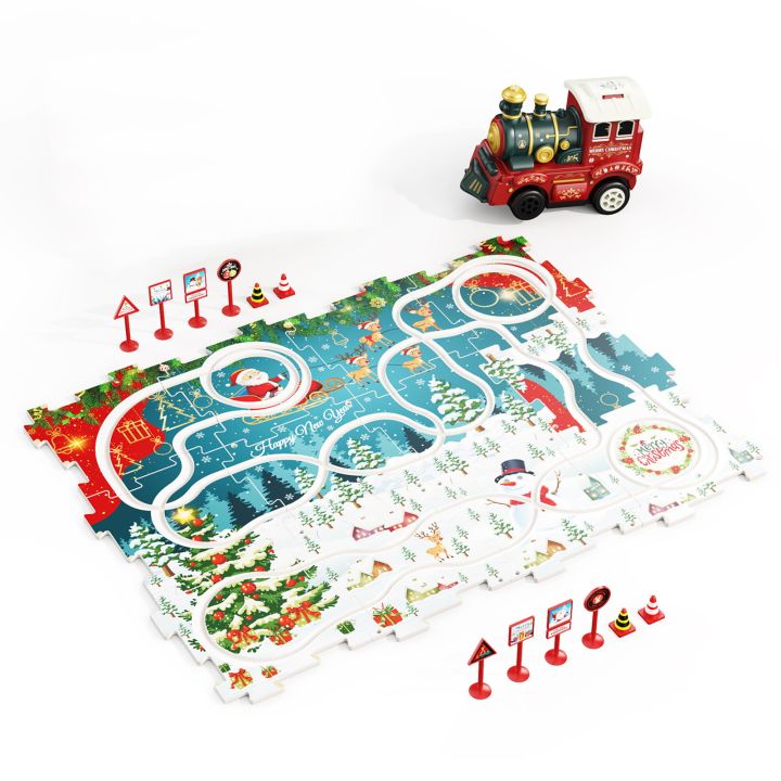 Puzzle Track Train Toy Battery-operated Train Set Christmas Puzzle ...