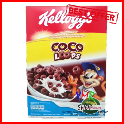 Sereal cereal anak ring coklat cokelat untuk sarapan Kellogs Kelloggs Coco Loops import 170 gram ...