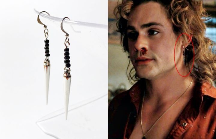 Billy Hargrove Earrings | silver spikes with black beads | Stranger ...