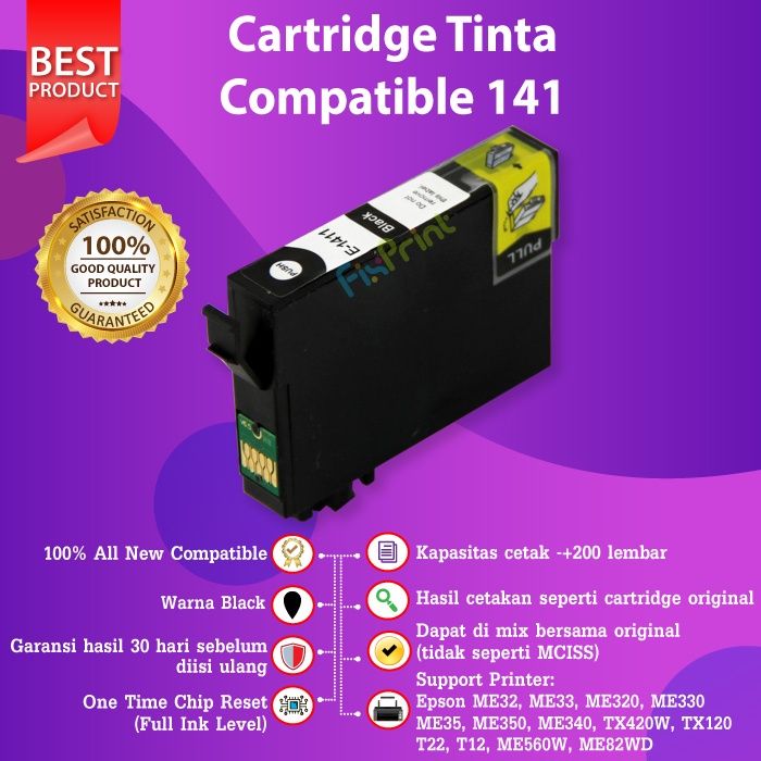 Cartridge Tinta Epson 141 T141 Compatible ME32 ME320 ME340 ME900WD ...