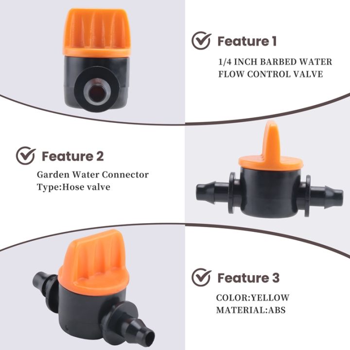 (BGIC) Mini Valve With 4/7Mm Hose Garden Irrigation Barbed Water Flow ...