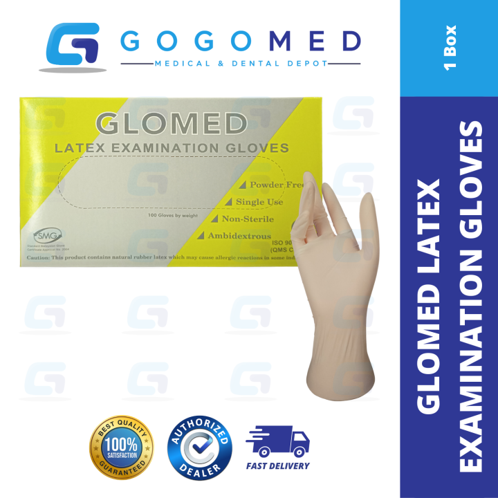 GLOMED Latex Examination Gloves 1 Box 100 pcs | Lazada PH