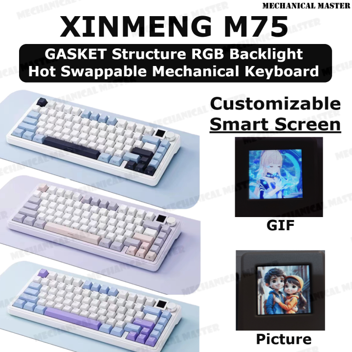 [GIF Screen] XINMENG M75 Pro Creamy Switch RGB Mechanical Keyboard ...