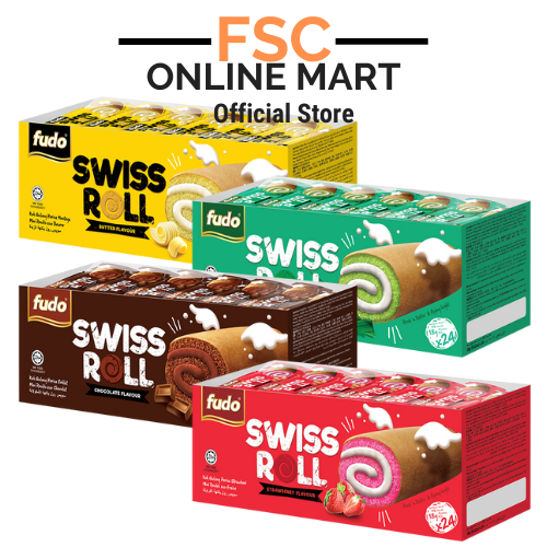 [FSC] Fudo Swiss Roll Cake 18gmx24pcs (Pandan/Choco/Butter/Strawberry ...