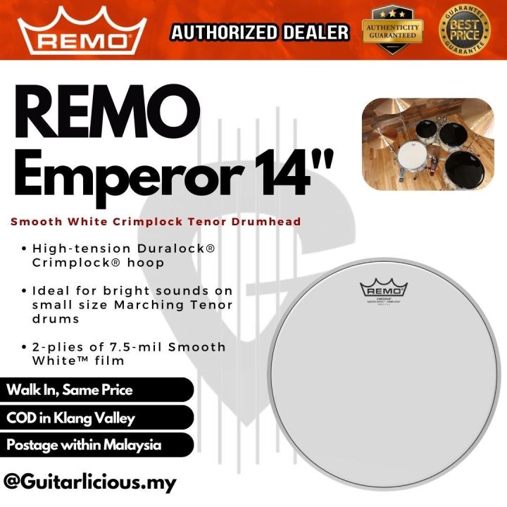 Remo Emperor Smooth White Crimplock Tenor Drumhead / Drum Skin- 14 inch ...