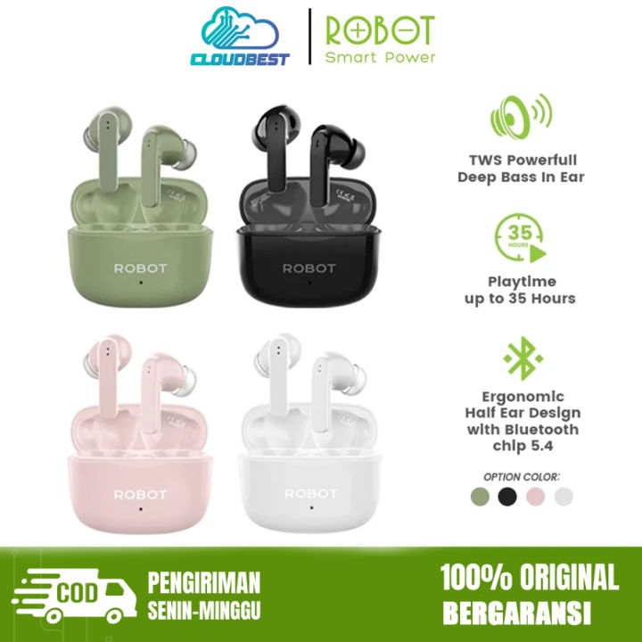 ROBOT TWS Wireless Earbuds Bluetooth 5.4 Powerfull Bass Earphone ...