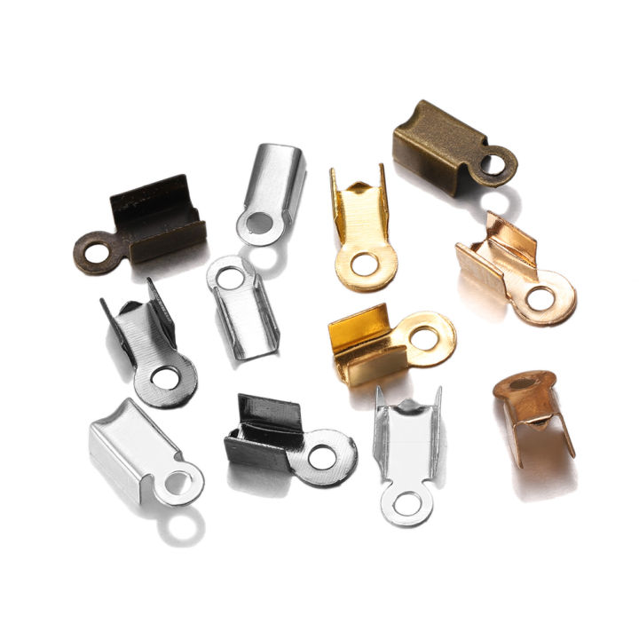 200pcs/lot Cove Clasps Cord End Caps String Ribbon Leather Clip Tip ...