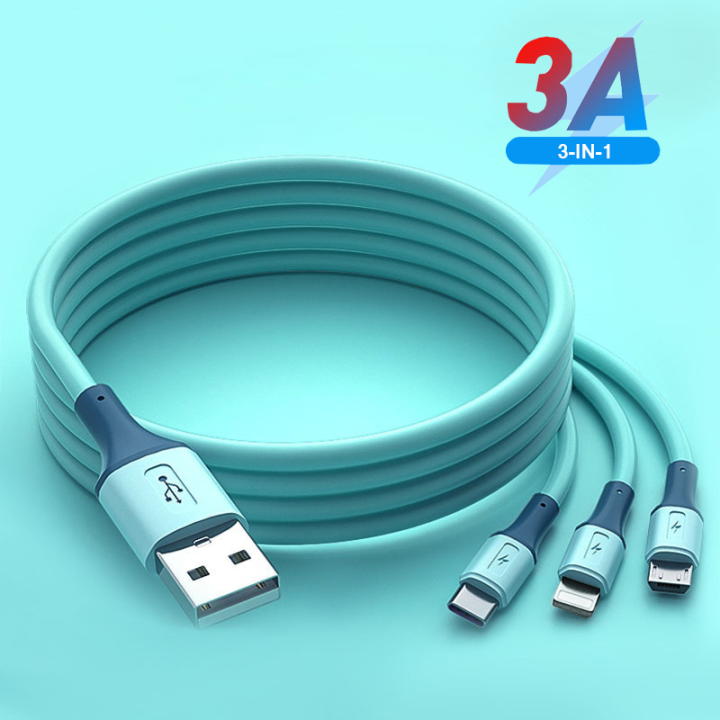3 in 1 USB Cable 3A Fast Charging USB Charger Cable Micro USB Type C ...