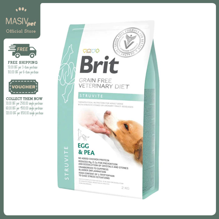 Brit Grain Free Veterinary Diet Struvite Dog Dry Food 2kg | Egg and Pea ...