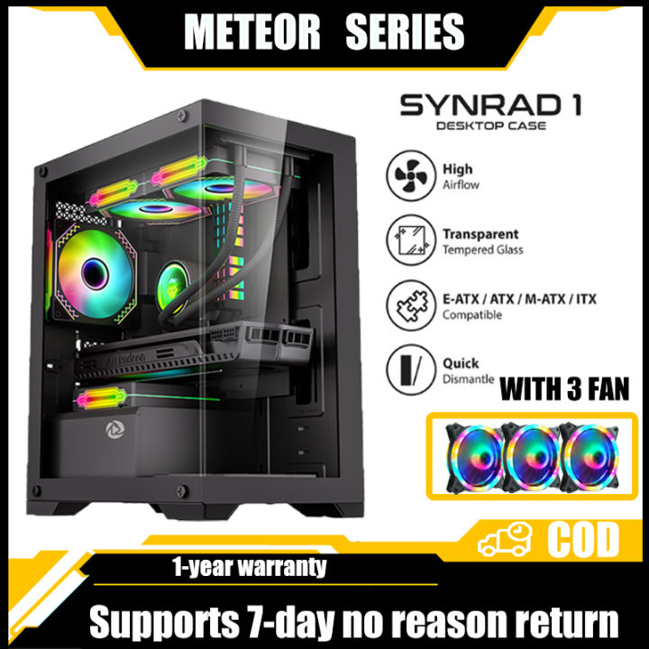 INPLAY Pc Case with Fans Computer Gaming Desktop Matx Table Tempered ...