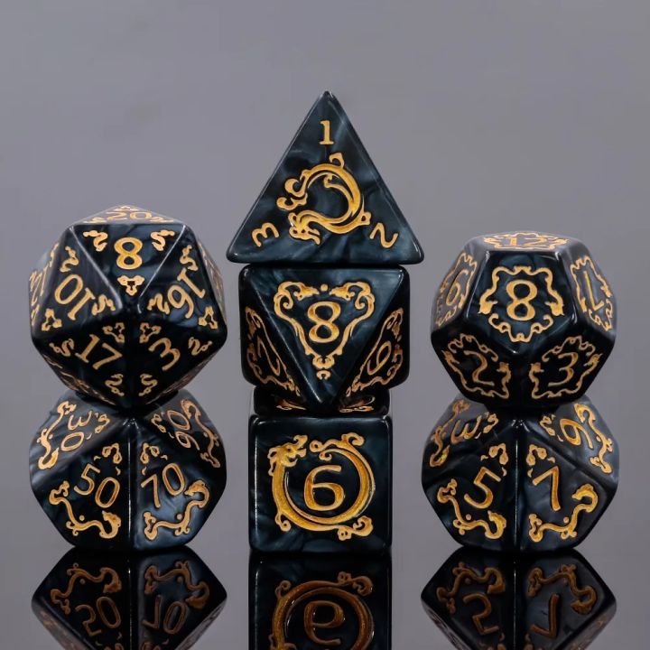 Black Cloud Dragon Dice Set of 7 | ลูกเต๋า Dice For DnD D&D MTG RPG ...
