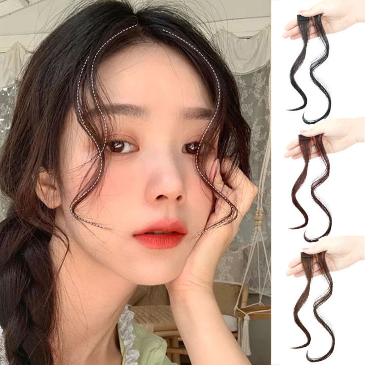 TESDFD Natural Korean Wig piece Blend Air Bangs Synthetic Clip In Hair ...