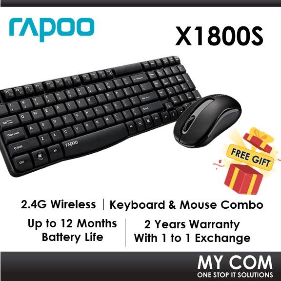 Rapoo X1800S 1000DPI 2.4G Wireless Connection Optical Mouse & Keyboard ...