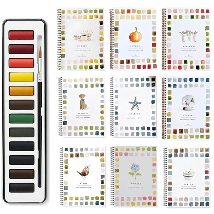 WENKEN Beginner-Friendly Watercolor Workbook With Color Palette with ...