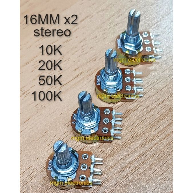 2PCs/LOT 10K / 20K / 50K / 100K V16MM 6PINS (STEREO), 20mm shaft ...