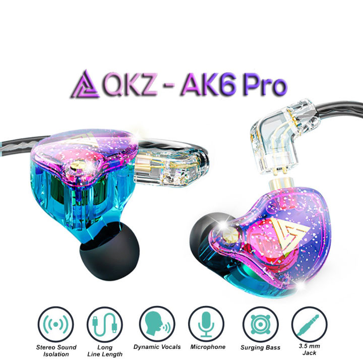 QKZ AK6 Pro 1DD Dynamic Earphones HIFI Bass Earbuds In Ear Monitor ...