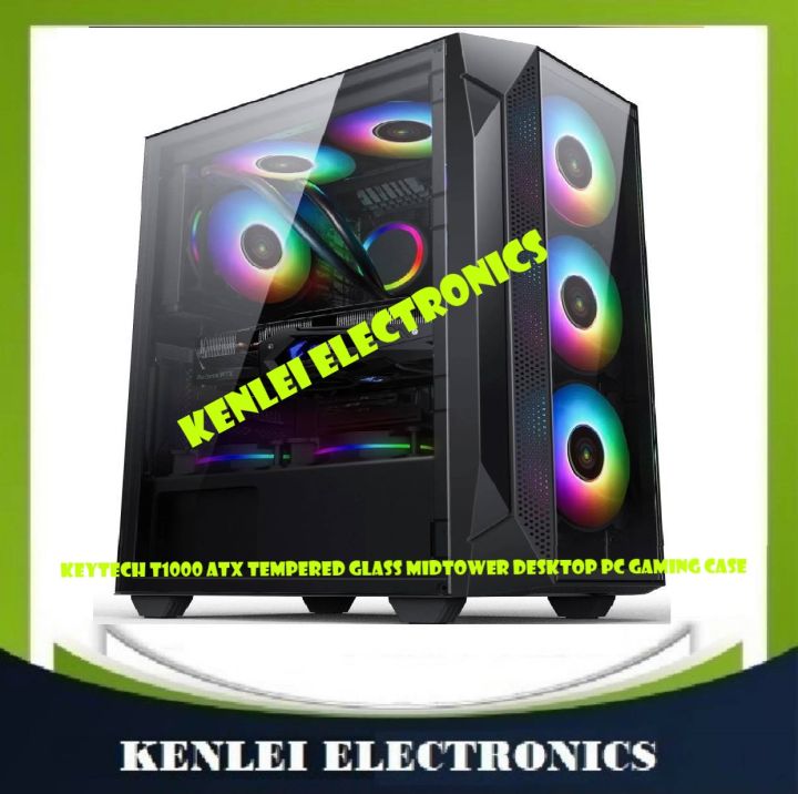 KEYTECH T1000 ATX Tempered Glass Midtower Desktop PC Gaming Case ...