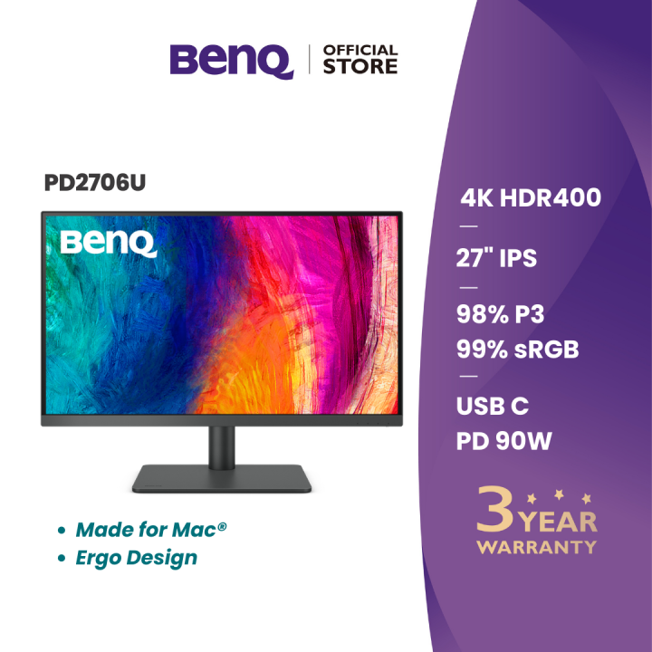 BenQ PD2706U 27" 4K UHD IPS Designer Monitor | USB-C 90W PD | HDR400 ...