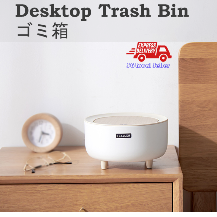 Japan Style Mini Desktop Trash Bin with Lid / Push Top Trash Can ...