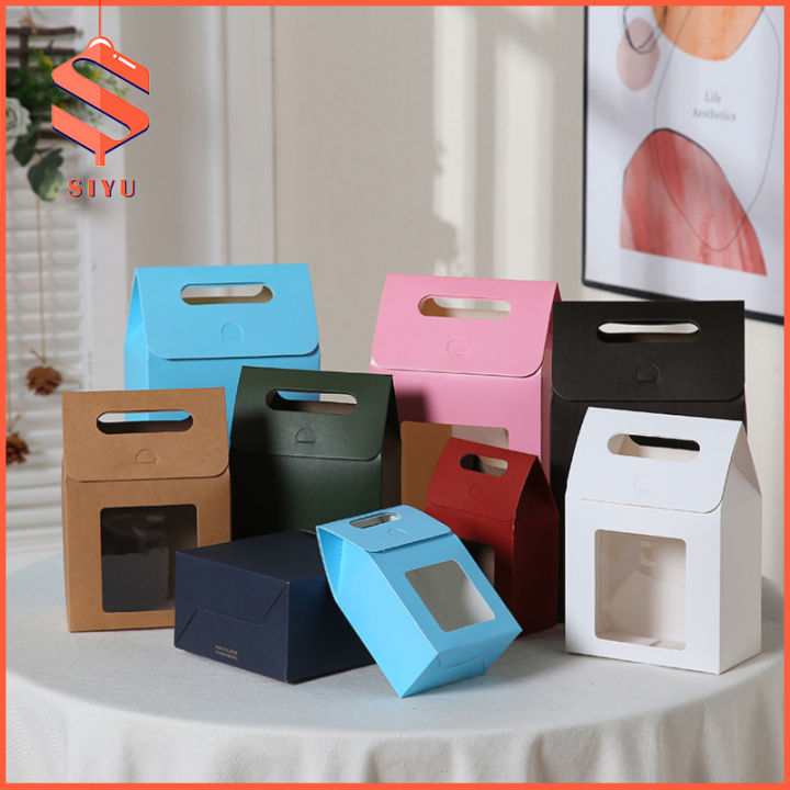 Gift Box Grilled Cake Box With a Handle Biscuit Box Portable Packaging ...