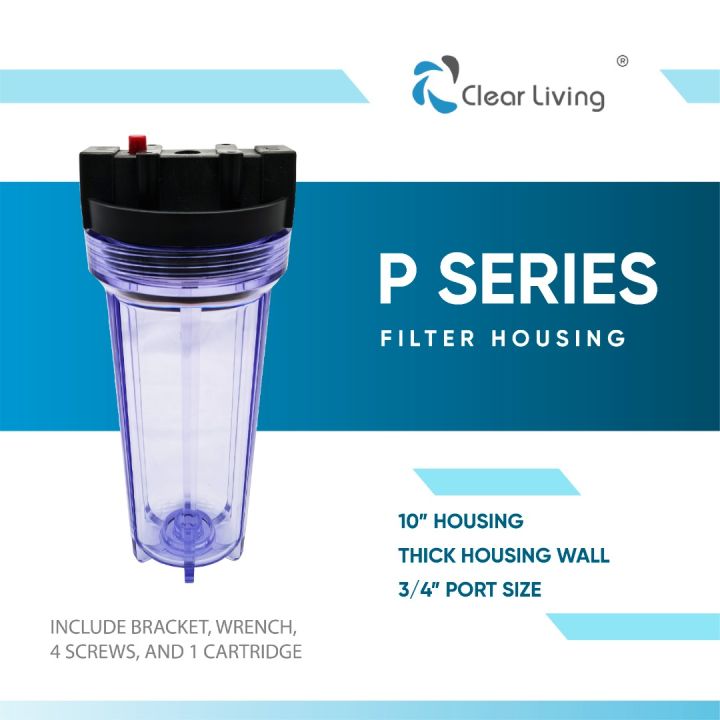 Cleanwash 10 Inch Thick Wall Water Filter Housing | 3/4" Port Clear ...