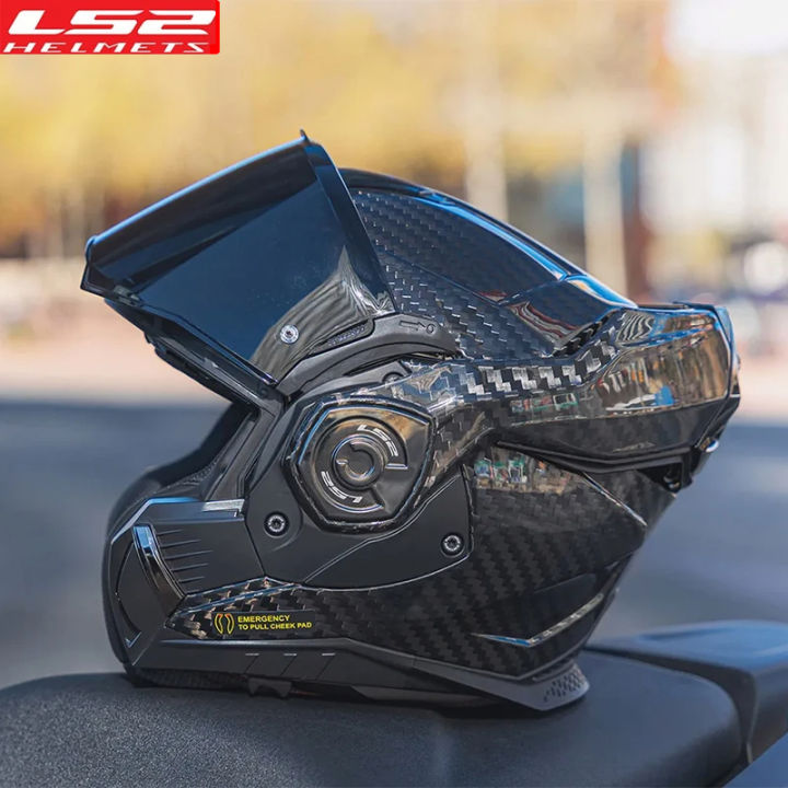 LS2 FF901 Motorcycle Helmet Advant X Carbon Fiber Flip Up Helmet Dual ...