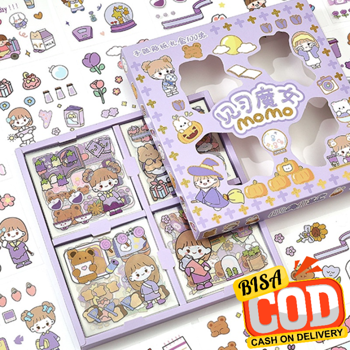 100 Lembar Stiker Motif Kartun Korea Lucu Anti Air Dekorasi DIY ...